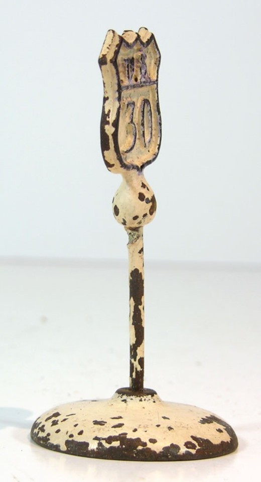 1920s CAST IRON ARCADE LOLLIPOP ROAD SIGN - U S ROUTE 30 STREET SIGN ...