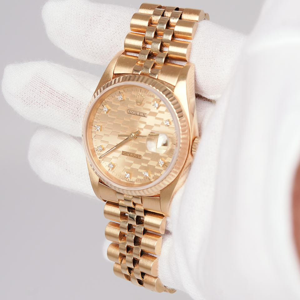 Rolex DateJust 36 18KY Jubilee Chevrolet Diamond Dial Watch Full Set ...