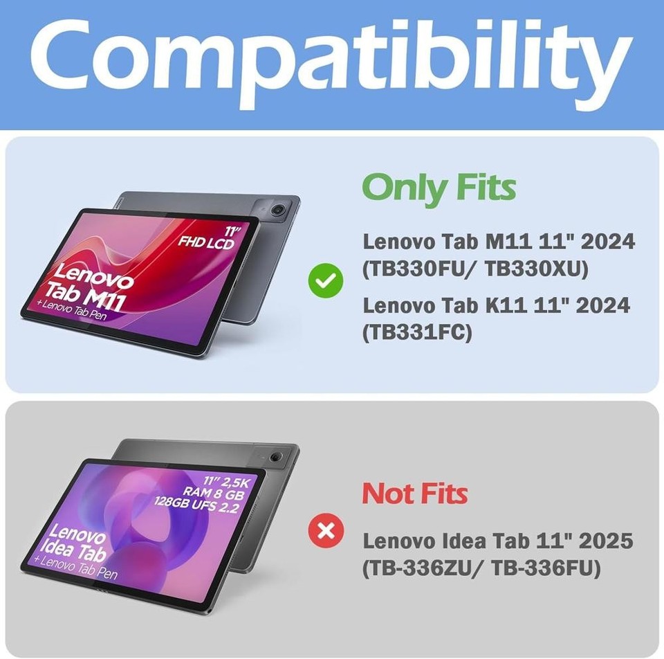 Smart Case for Lenovo Tab M11/Tab K11 LTE 11" 2024 TB330FU with Pen ...