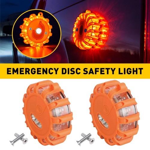 2PCS LED Safety Flare Disc Warning Flashing Roadside Light Strobe ...