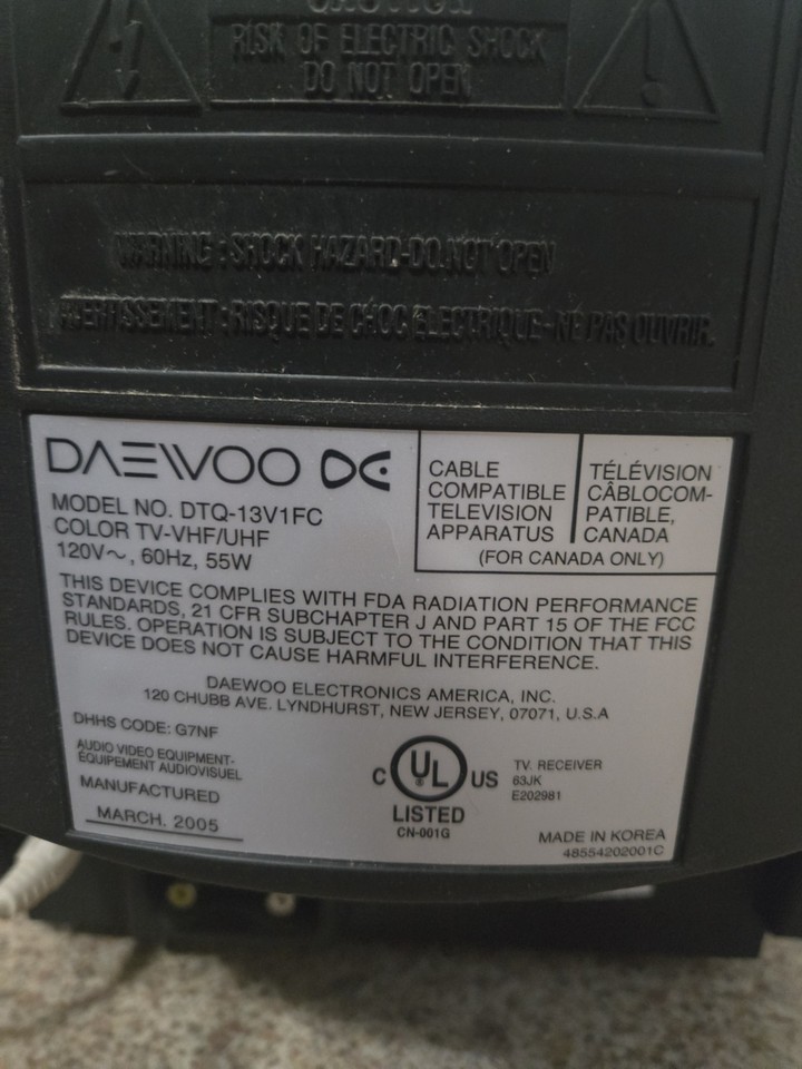 Vintage Daewoo Color TV 13" DTQ-13V1FC Retro CRT Gaming TV Excellent ...