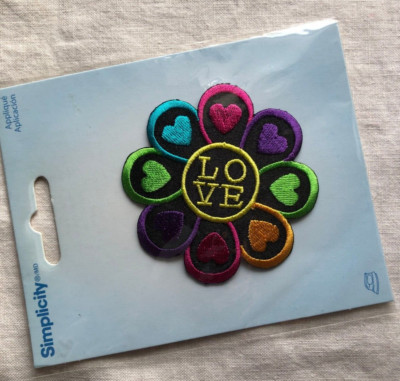 New Simplicity Iron-On Embroidered Applique Patch 2-3/4" LOVE ...