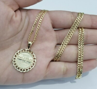 Sale 10K Yellow Gold Last Supper Jesus Cuban Chain 24' Medallion ...