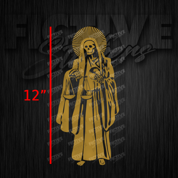 Santa Muerte / Holy Death 12" Sticker Decal Gold