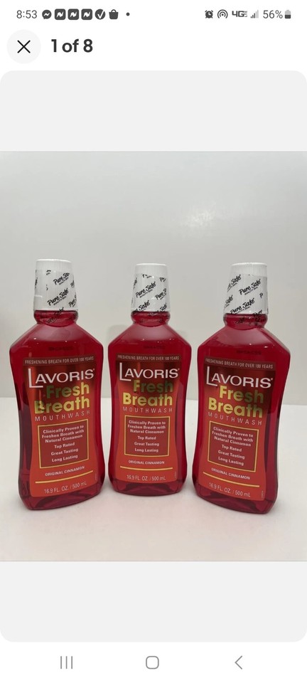 Lavoris Mouthwash Cinnamon Fresh Breath Original Mouthwash 3 PACK - 16 ...