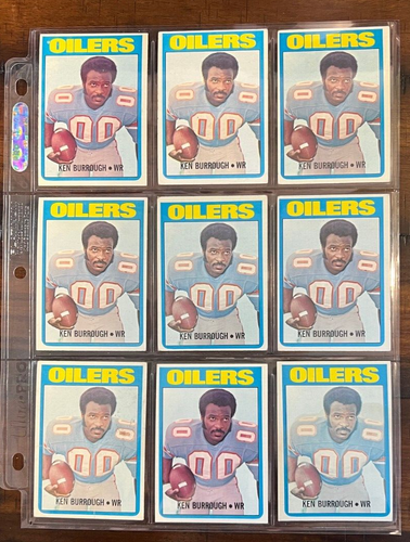 9 Cards All 1972 Topps Ken Burrough RC Houston Oilers #26 VG-VGEX ...