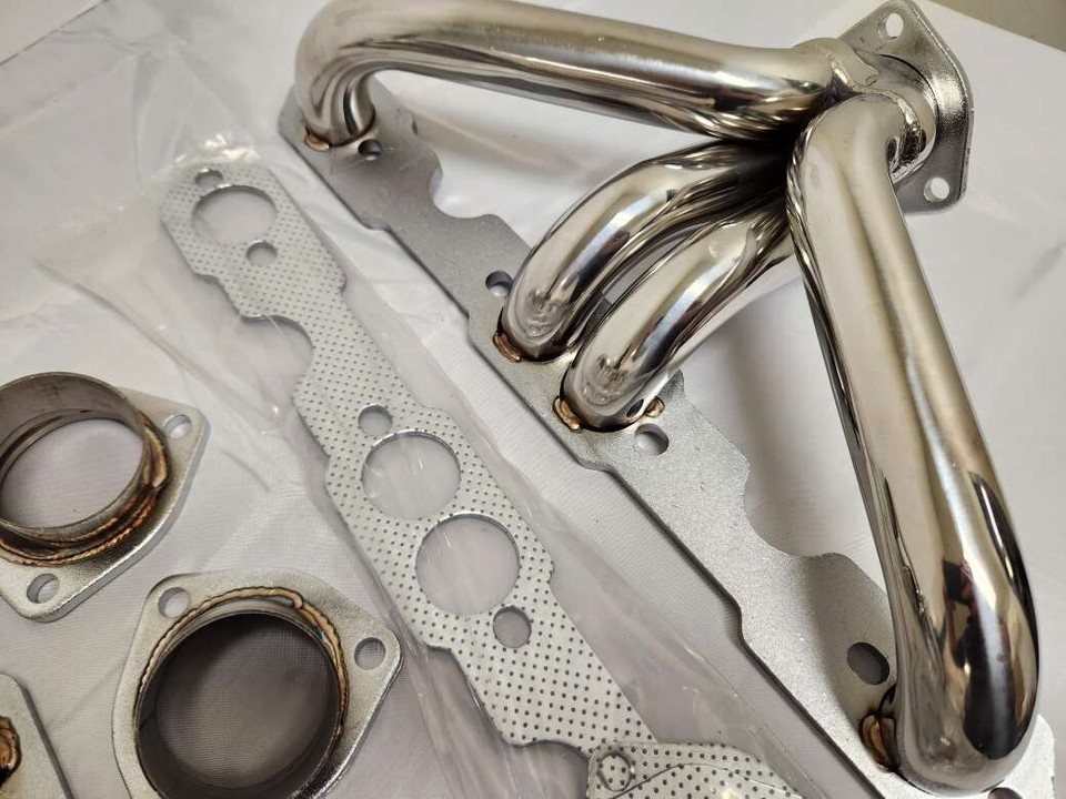 Small Block Chevy Stainless Steel Tight Fit Exhaust Headers Angle Plug ...
