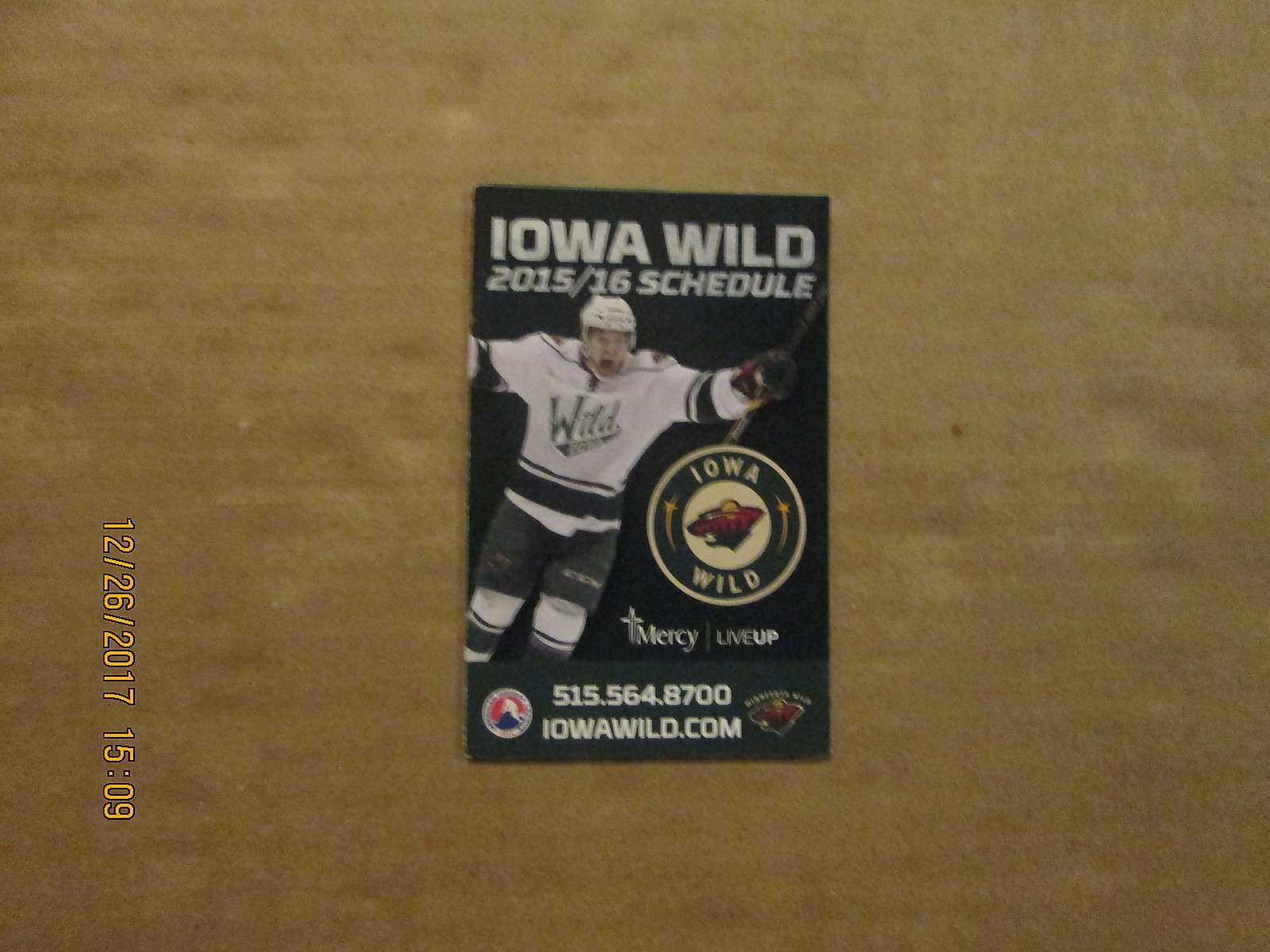 AHL Iowa Wild Vintage Circa 2015/16 Logo Hockey Pocket Schedule | eBay
