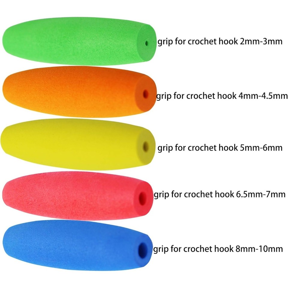 5PCS Crochet Hook Grips Set Ergonomic Crochet Hook Handle Multi-Size ...