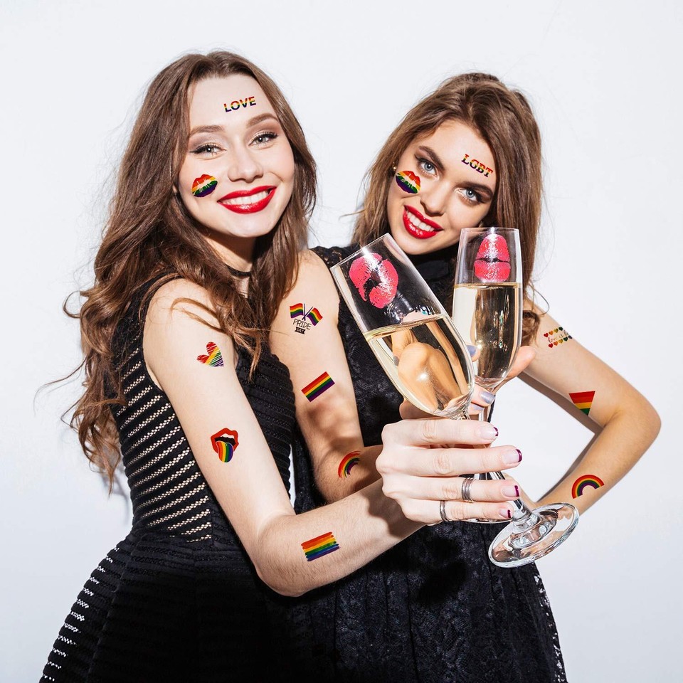 Whaline 150Pcs Gay Pride Tattoos LGBT Rainbow Temporary Sticker 15 ...