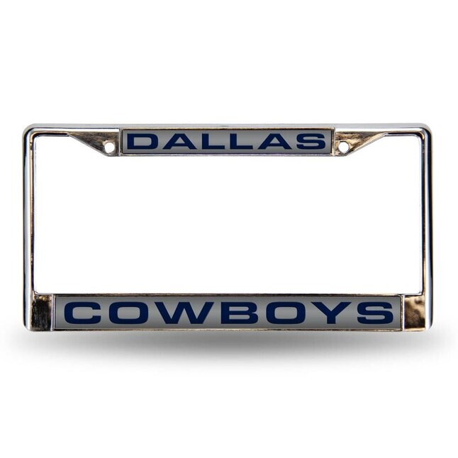 Dallas Cowboys NFL License Plate Frames Silver w/ Navy Letters Chrome ...