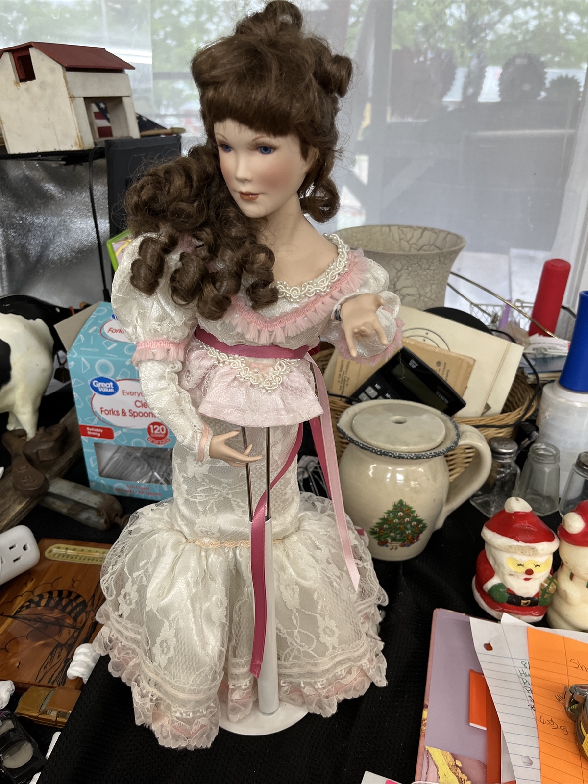 Vintage 1999 Patricia Rose Doll In Pink And White Dress With Stand “dd ...