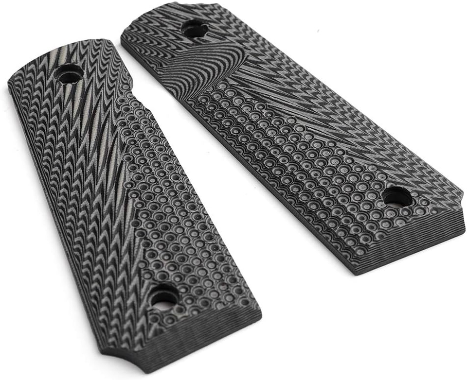 1911 Full Size G10 Commander Grips, Black, Ambi Safety Cut, Aggressive ...