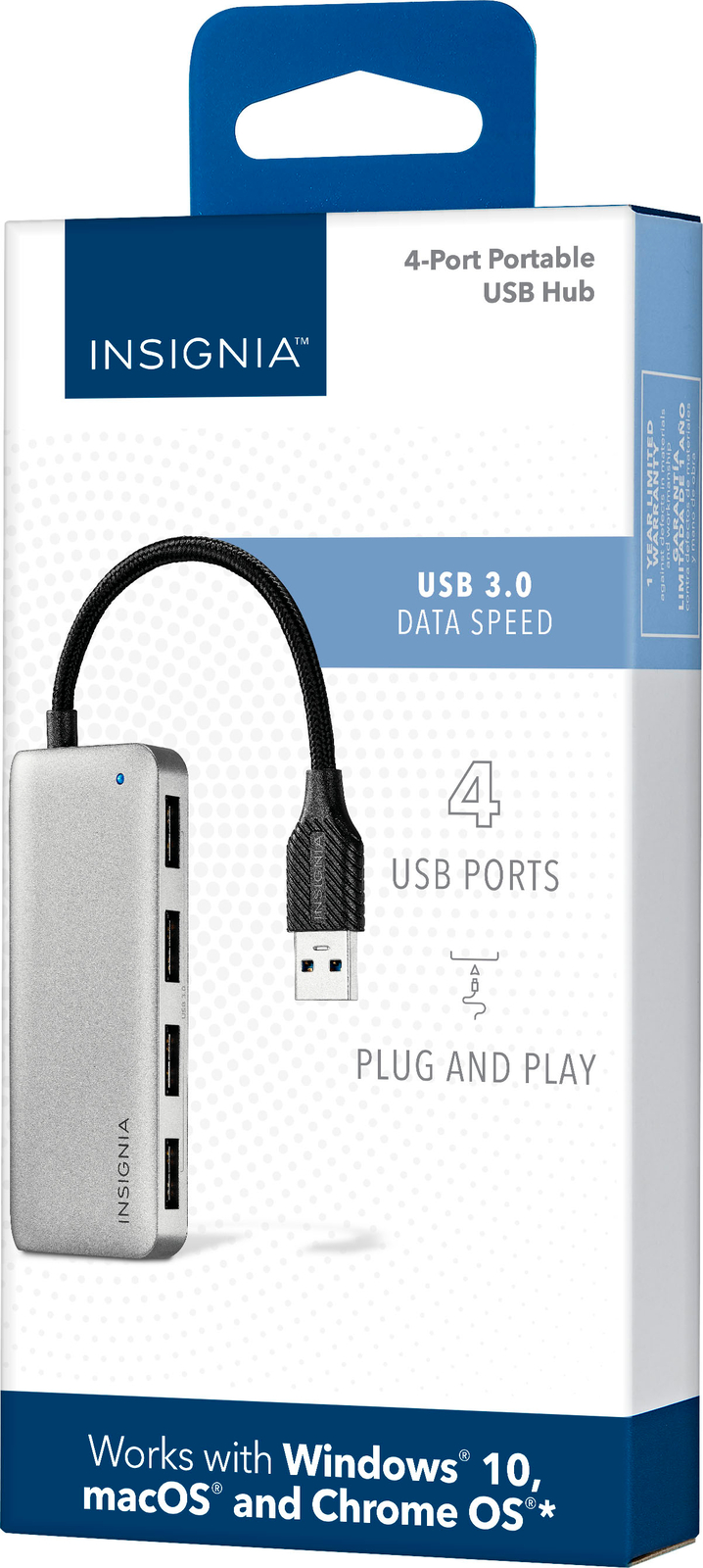 Insignia- 4-Port USB 3.0 Hub - Gray | eBay