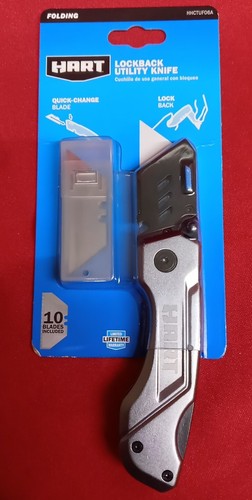 HART Folding Quick-Change Blade Utility Knife with 10 Blades Removable ...