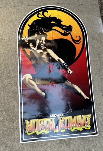 1 Old Giant Mortal Kombat Cabinet Sticker Original factory Arcade video ...