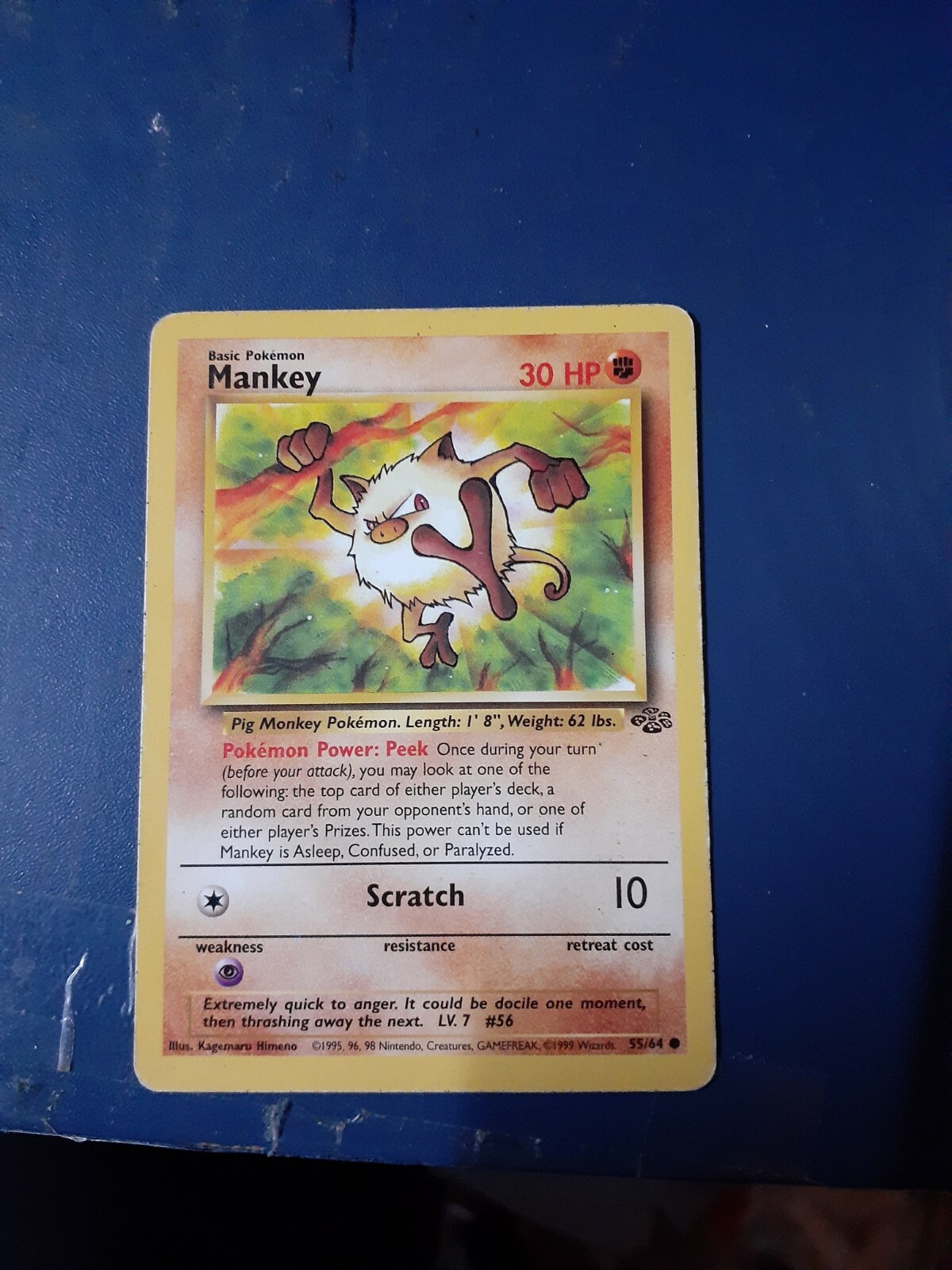 Pokemon Card - Mankey- Base Set unlimited - 55/64 | eBay