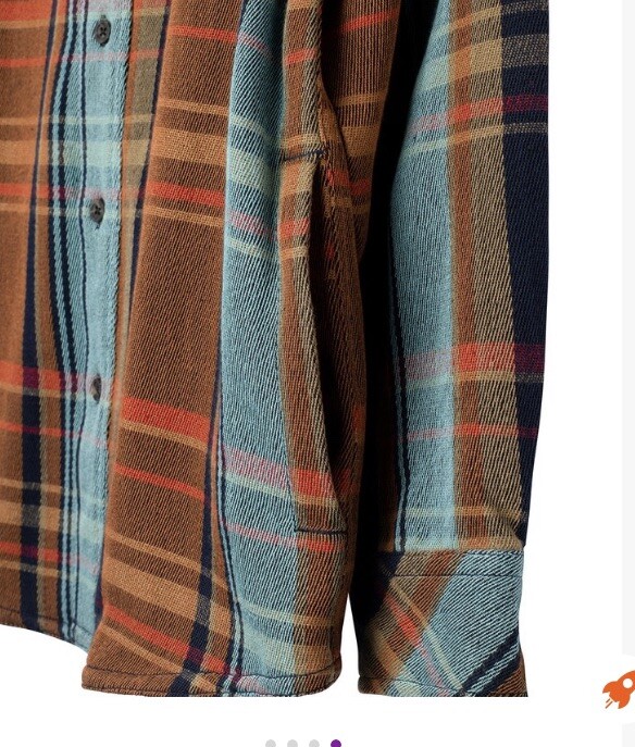 Kavu Plaid Ocean Depth Carrick Button-Up Mens Shacket Large Barn Shirt ...