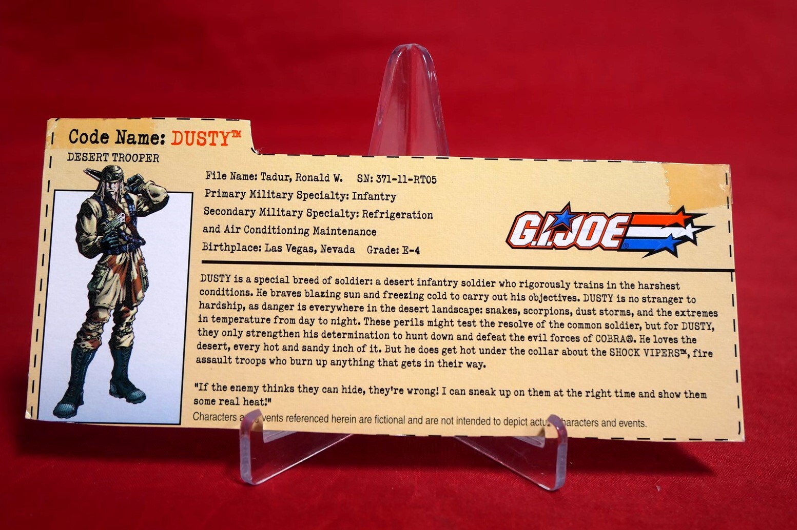 GI Joe vs Cobra FILE CARD Dusty v8 v9 2002 Original FILECARD | eBay