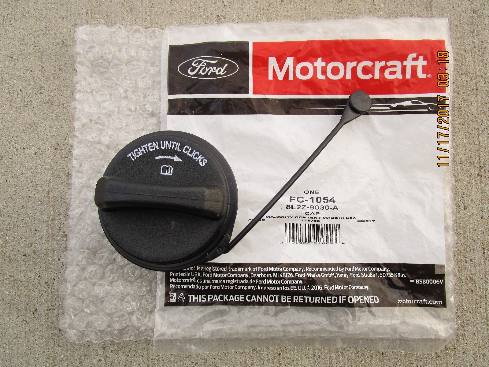 FORD MOTORCRAFT FC-1054 8L2Z-9030-A FUEL GAS TANK FILLER CAP WITH ...