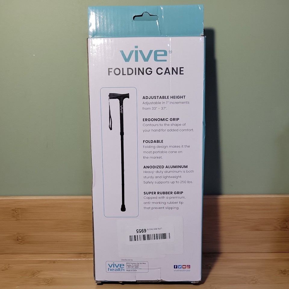 Vive Folding Cane - Foldable Walking Cane for Men, Women - Fold-up ...