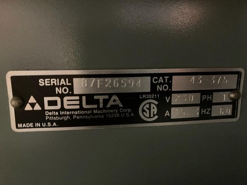 Delta Shaper 43-375 Heavy Duty Woodworking Machine 3 hp, Single Phase ...