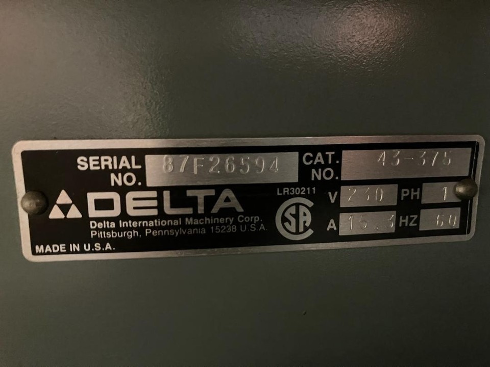 Delta Shaper 43-375 Heavy Duty Woodworking Machine 3 hp, Single Phase ...