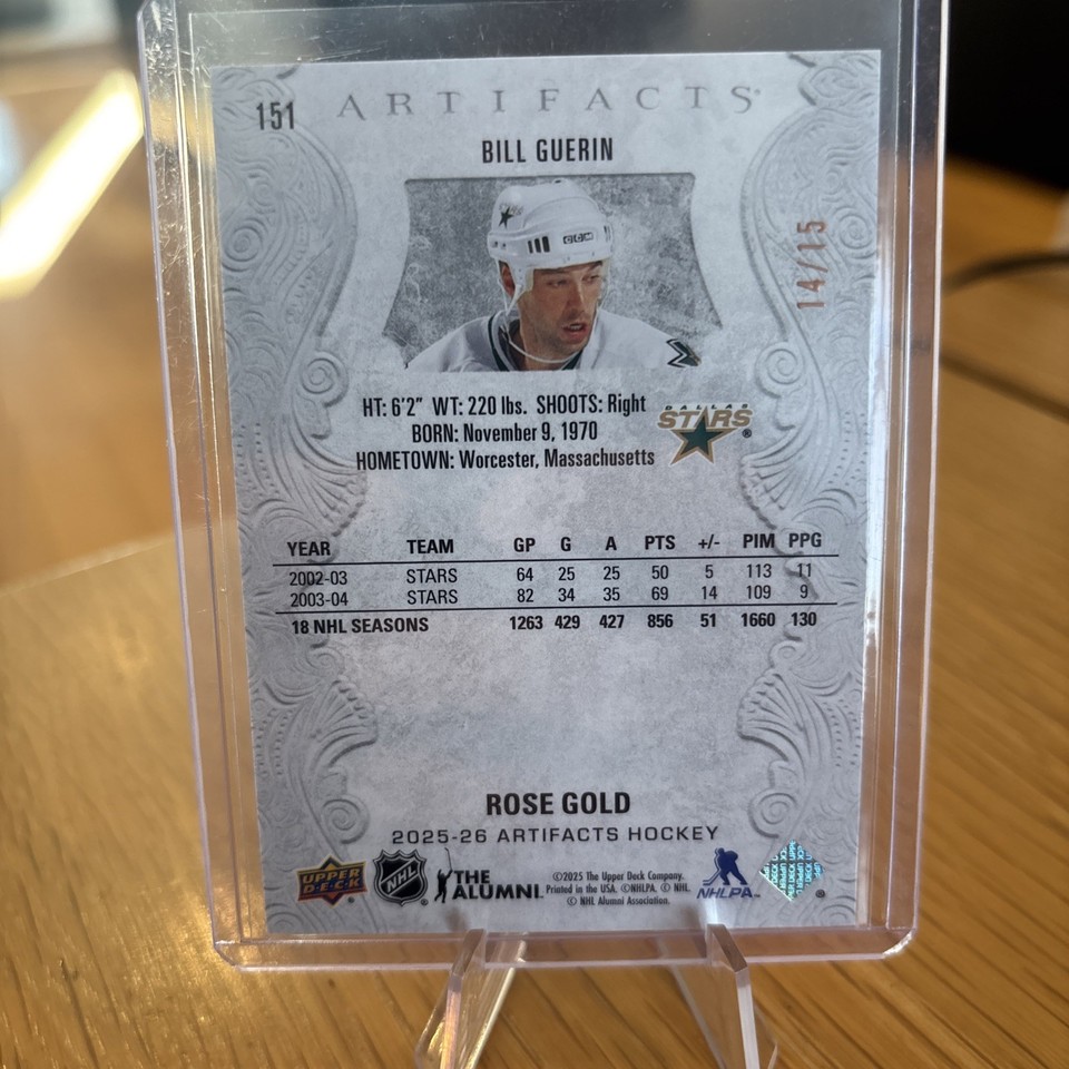 2025-26 Artifacts Bill Guérin Rose Gold /15 | eBay