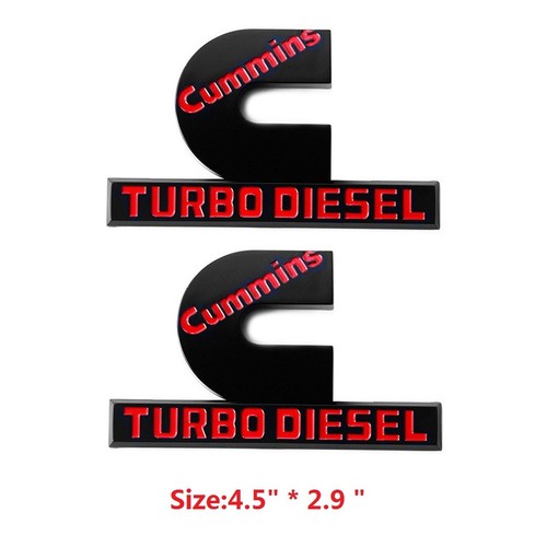 2x OEM Black Badge for Cummins Turbo Diesel HIGH OUTPUT Emblem Red Matt ...