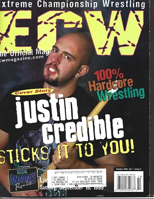 OCTOBER 1999 ECW WRESTLING MAGAZINE JUSTIN CREDIBLE JERRY LYNN GUIDO ...