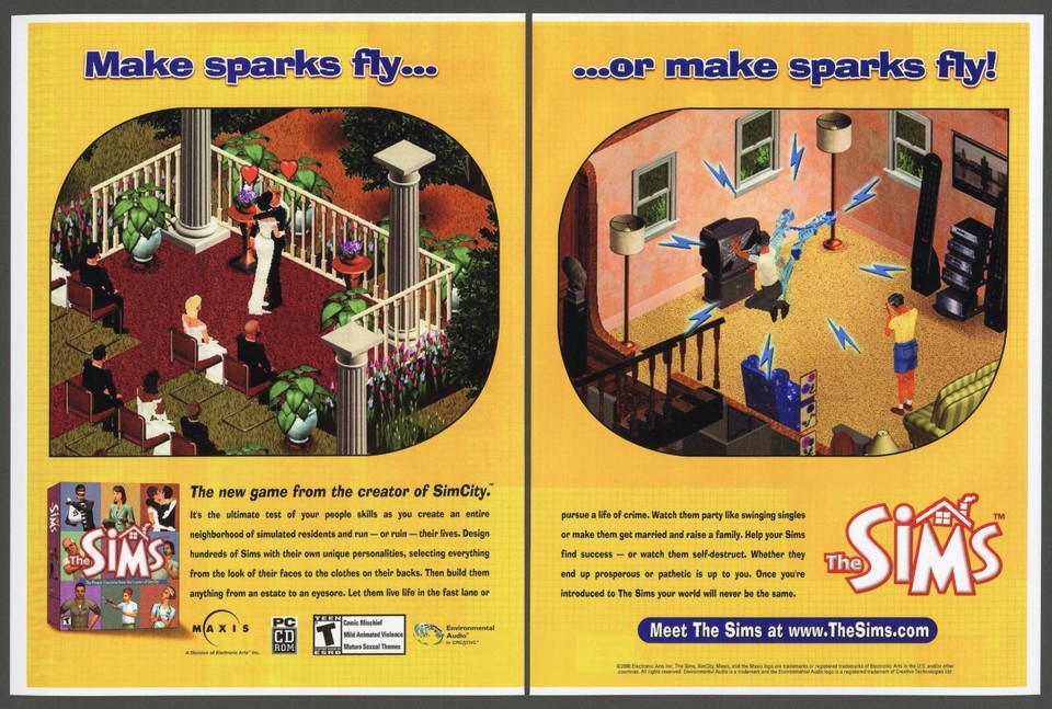 The Sims (The Original) PC Game 2000 Promo Ad Wall Art Print Poster ...