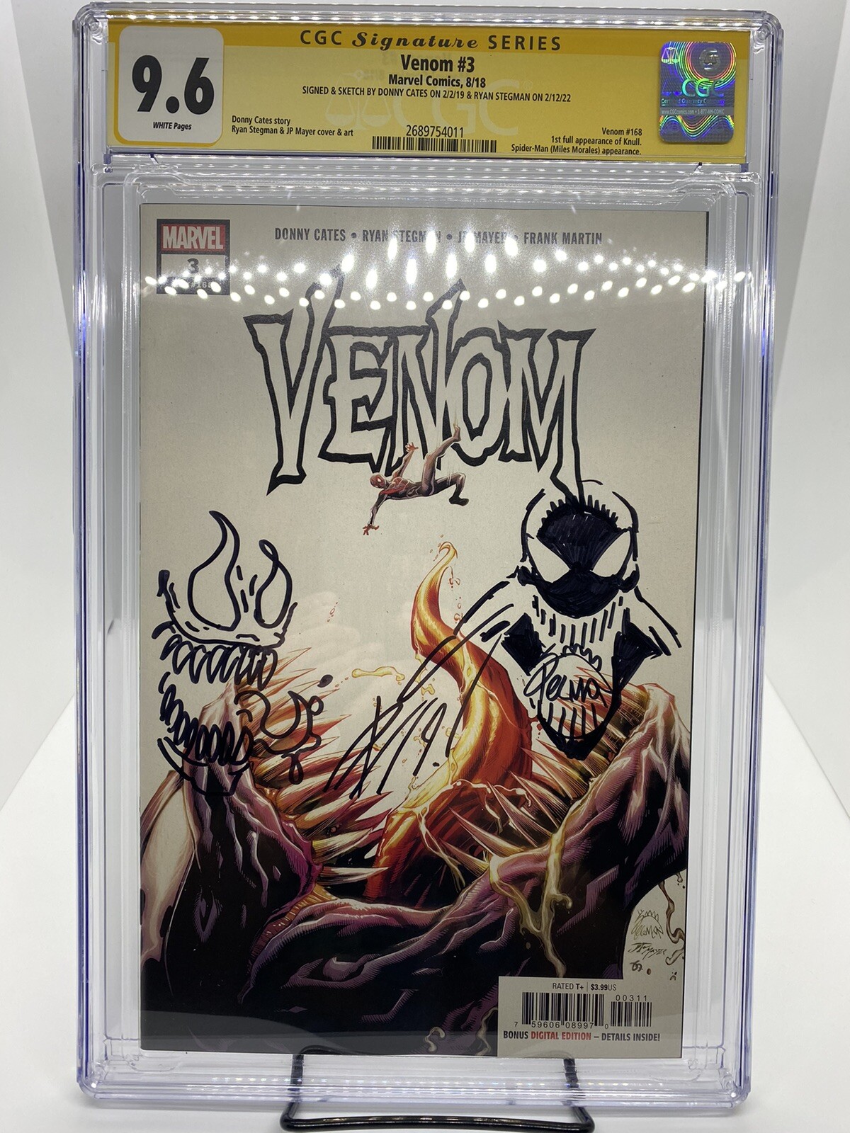 VENOM #3 CGC SS 9.6 Signed & Sketched By Donny Cates & Ryan Stegman 1st ...