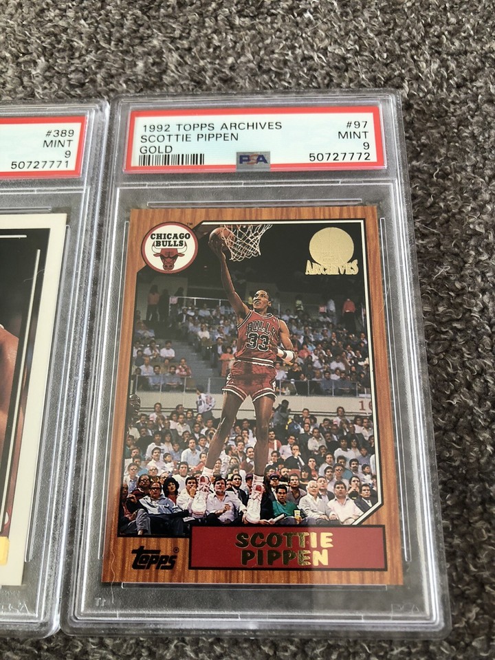 1992 topps gold scottie pippen psa 9 + topps archives psa 9. 2 card lot ...