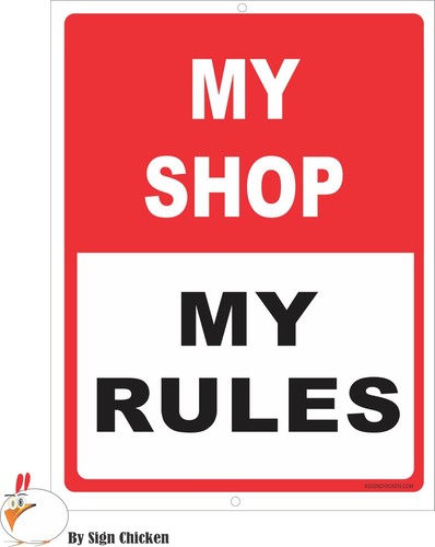 SHOP DECOR, DOOR SIGN, GARAGE, MY SHOP MY RULES, FUNNY SIGN, SHOP ...