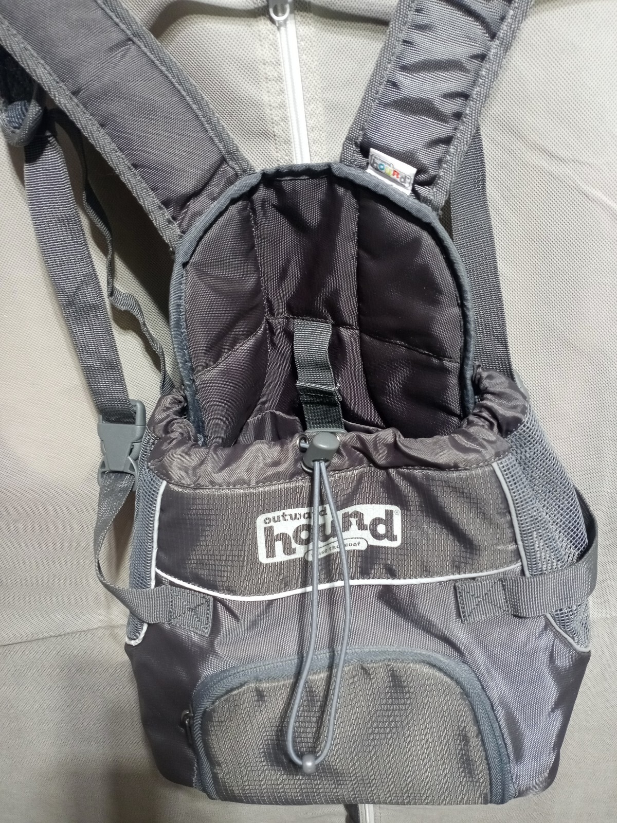 Dog Cat Backpack Carrier-Small Outward Hound-Gray-Front Zip Pocket ...