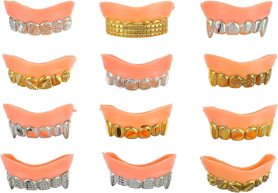 10Pcs Cosplay Teeth Golden Silver Teeth Fake Teeth Gag False Party ...