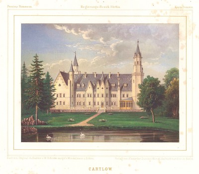 Schloss Kartlow Kruckow Mecklenburg-Vorpommern Lithographie Duncker ...