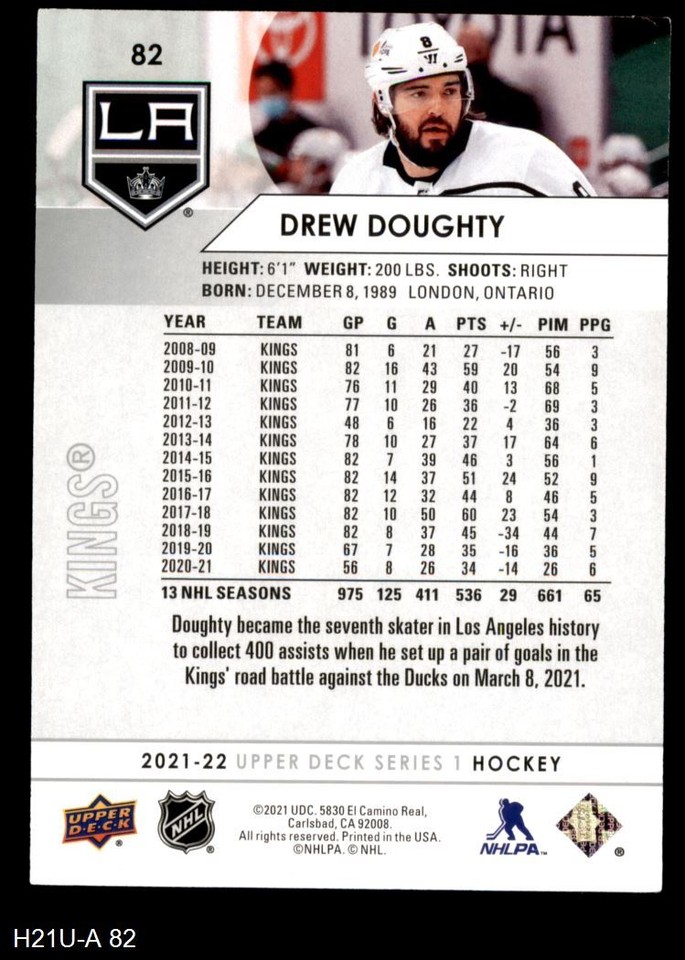 2021 Upper Deck #82 Drew Doughty Kings-Hockey 8 - NM/MT | eBay