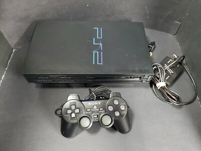 Sony PlayStation 2 Console - Black (SCPH-39001) WITH Wire & Controller ...