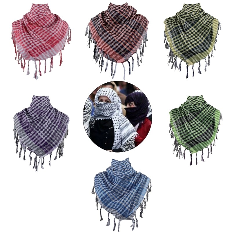 Colorblock Houndstooth Shemagh Scarf Desert Scarves Shawl Head Wrap for ...