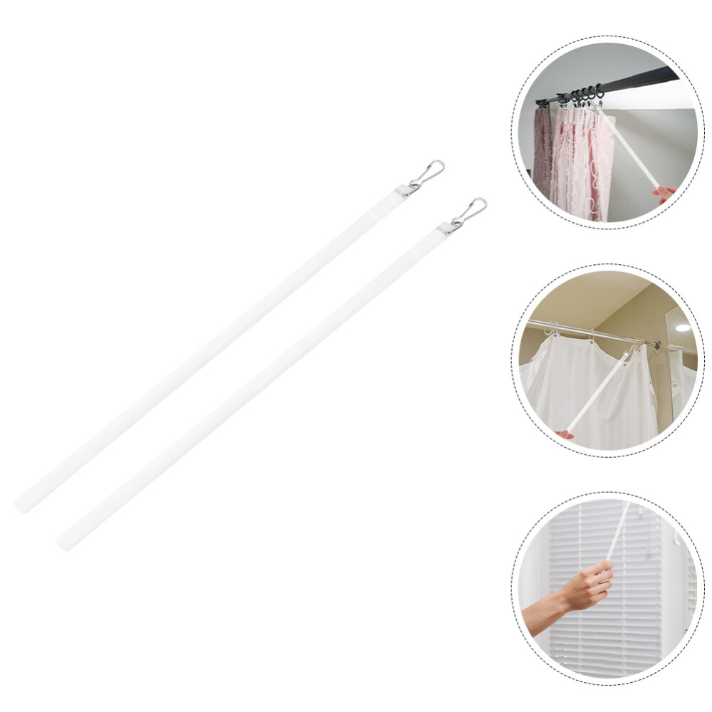 Set of 3 Curtain Rod Accessories Wand Clear Hook Blind Stick ...
