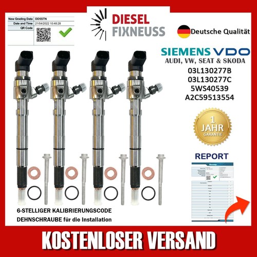4xInjektor Siemens 03L130277B Einspritzdüse Audi Seat Skoda VW 1.6 TDI ...