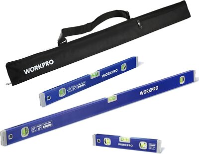 WORKPRO 3PC Spirit Level Set 12" 20" 40" Level Magnetic Torpedo Level ...