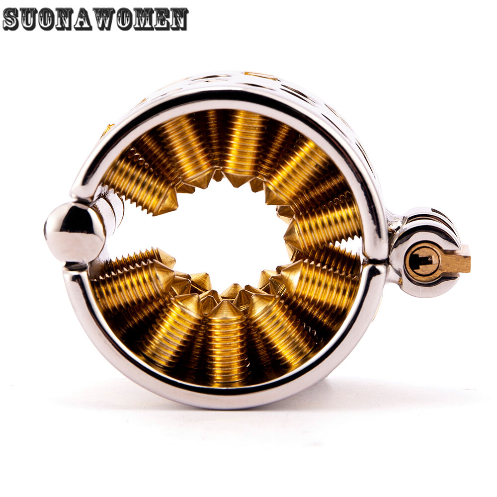 Adjustable Chastity Device Ring Bracelet Teeth Sharp Scrotum Steel ...