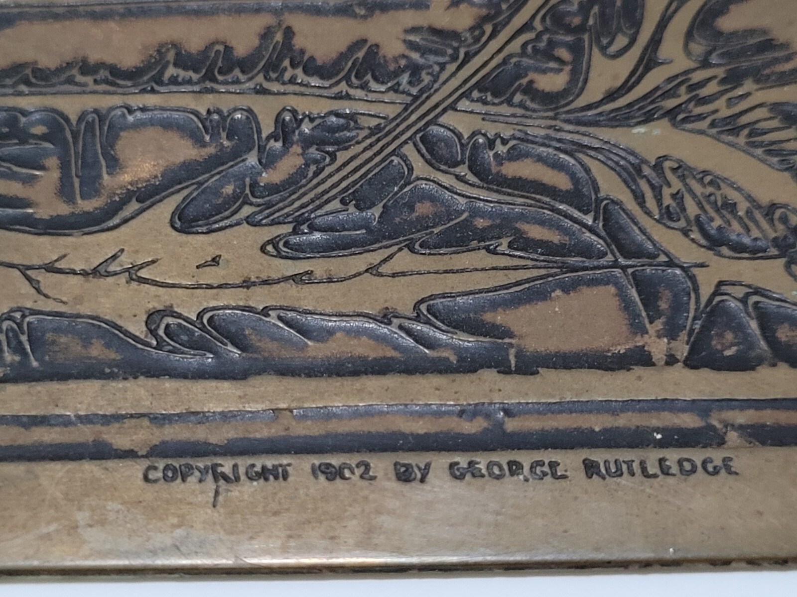 1902 George Rutledge Arts and Crafts Brass Etching East Or West Home Is ...