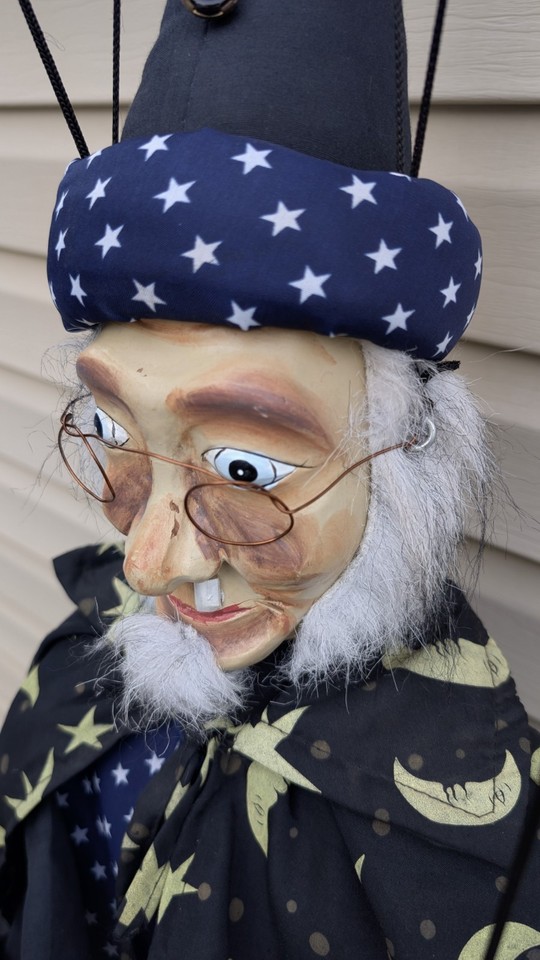 Vintage Puppet Wizard Marionette Merlin Large 3’ Sorcerer Magician | eBay