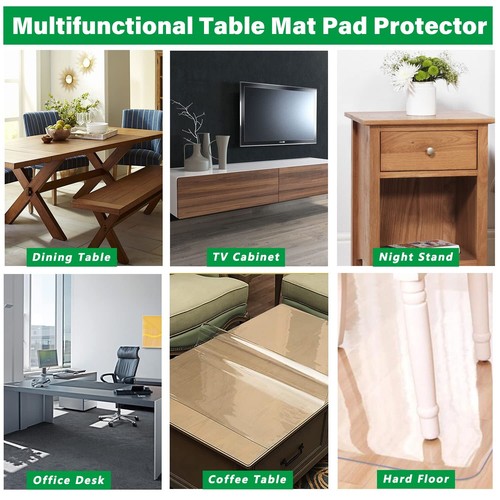 LinkGro Round Clear Table Cover Protector Clear Circle Table Protector ...