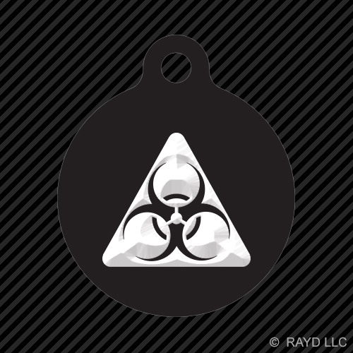 Biohazard Symbol Keychain Round with Tab engraved many colors Bio ...