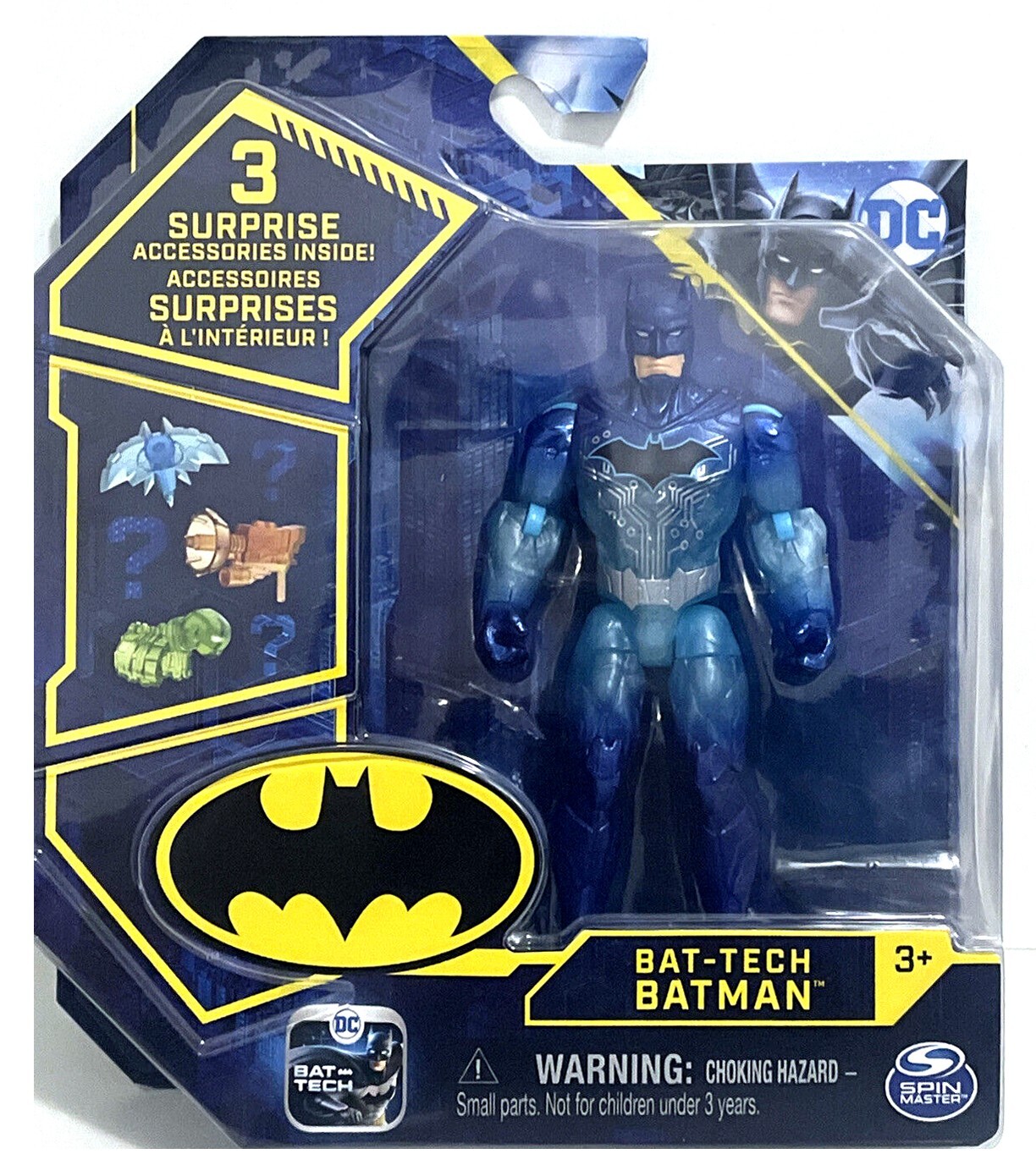 BAT-TECH BATMAN dc figure spin master NEW caped crusader clear ...