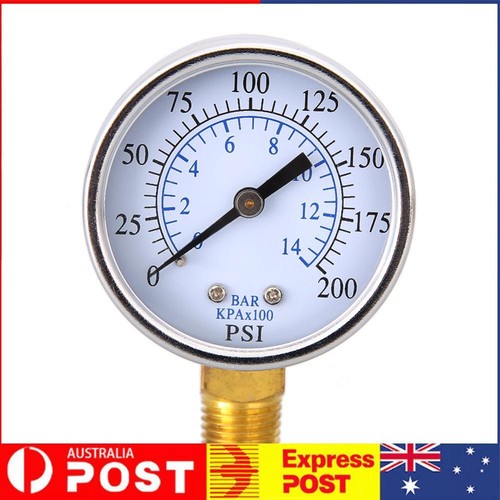 70mm Pressure Measurement Dual Scale Dial 200 PSI Manometer 1/4 NPT ...